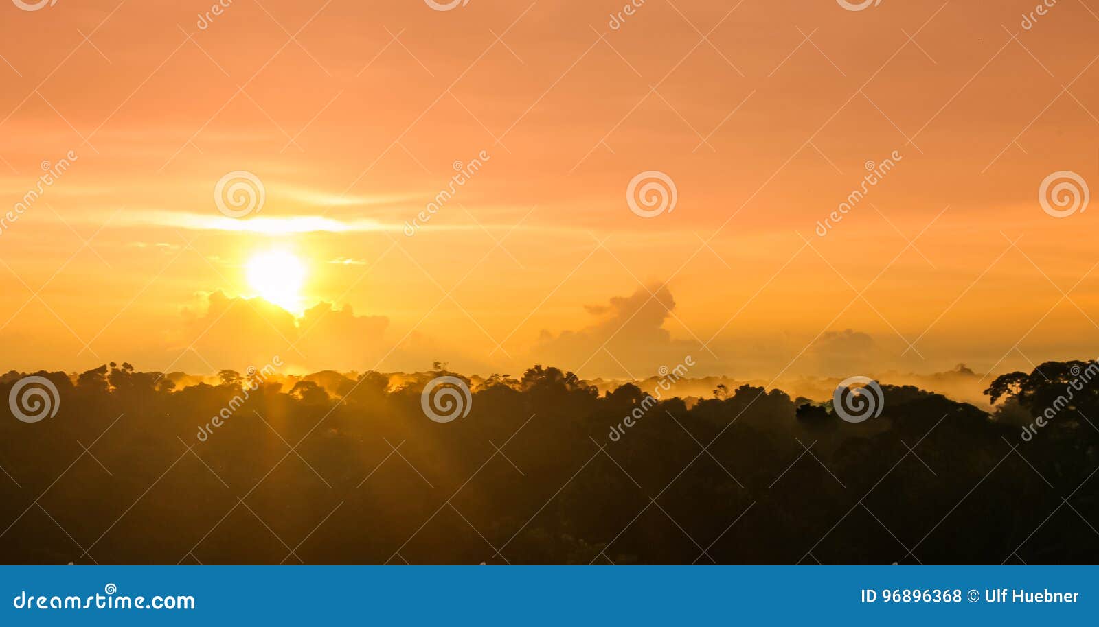 Sunset Over Rain Forest by Amazon River in Brazil Stock Photo - Image ...