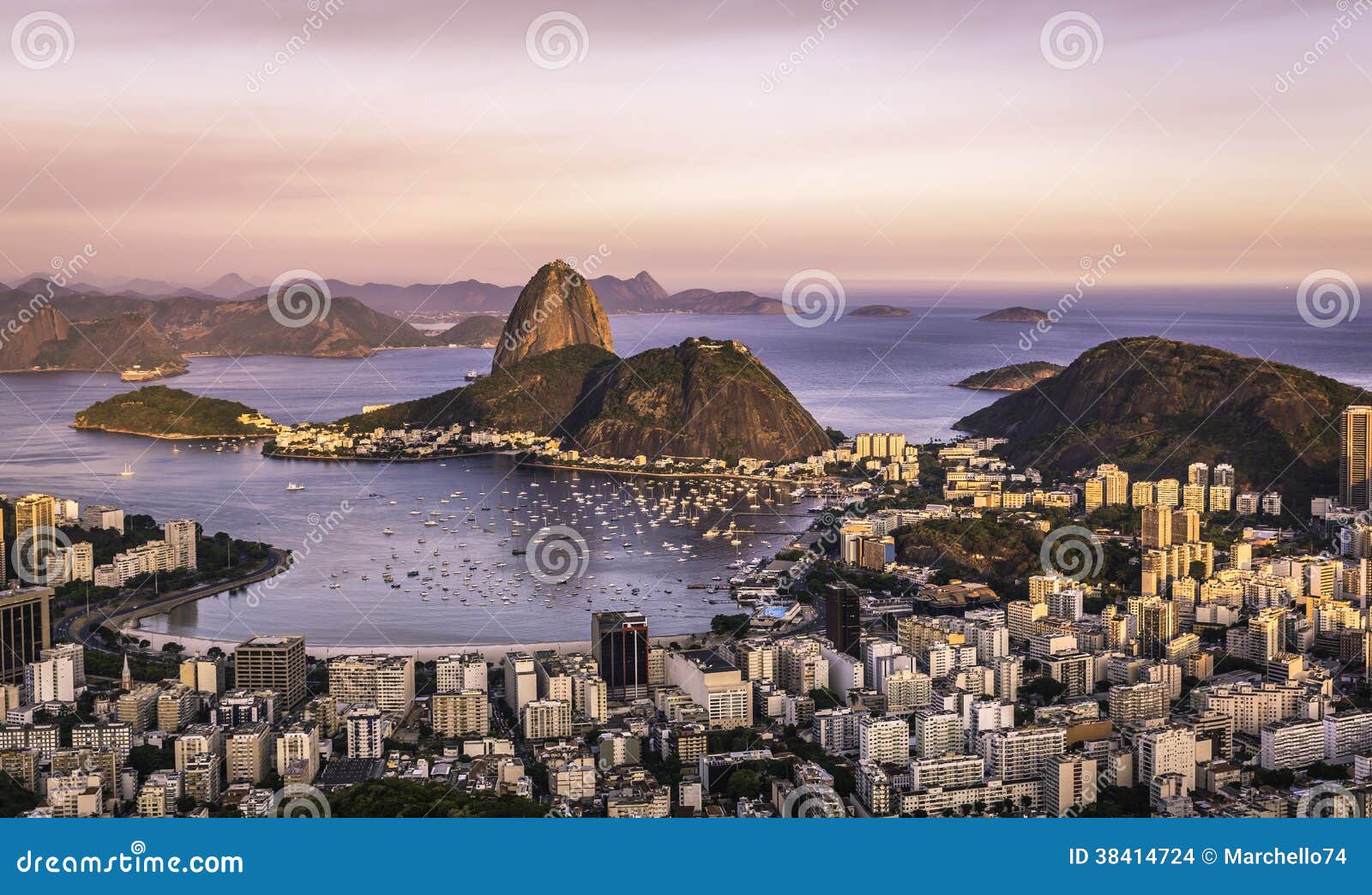 Sunset over Rio de Janeiro stock photo. Image of view - 38414724