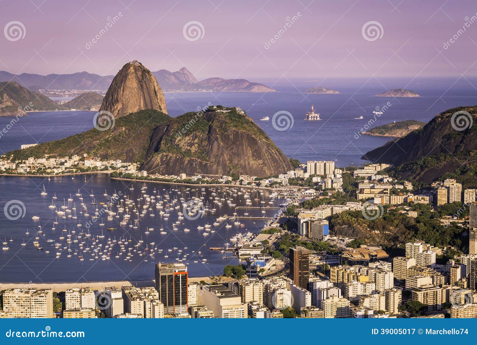Sunset over Rio de Janeiro stock image. Image of brasil - 39005017