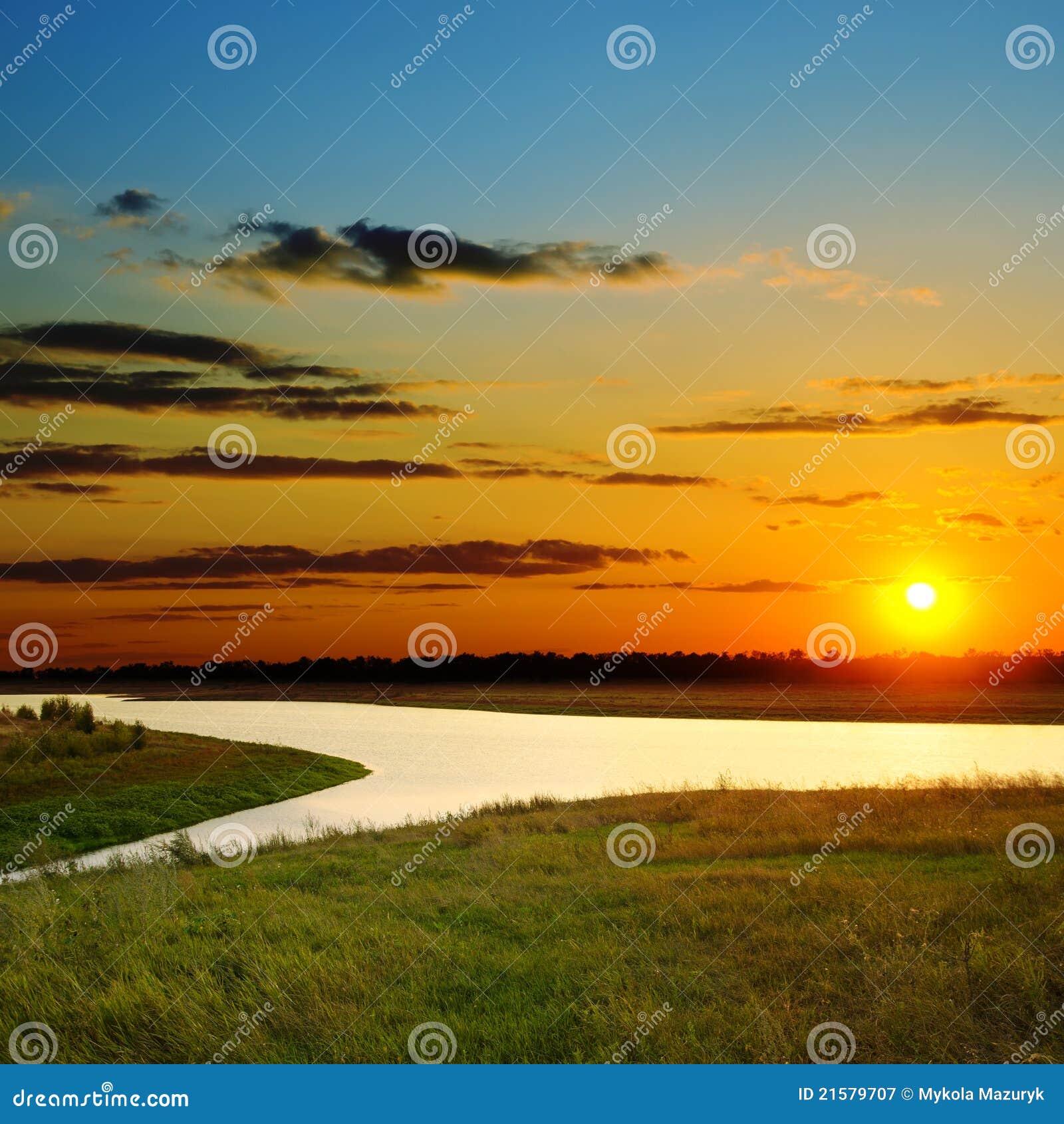 Sunset over river stock image. Image of land, scenic - 21579707