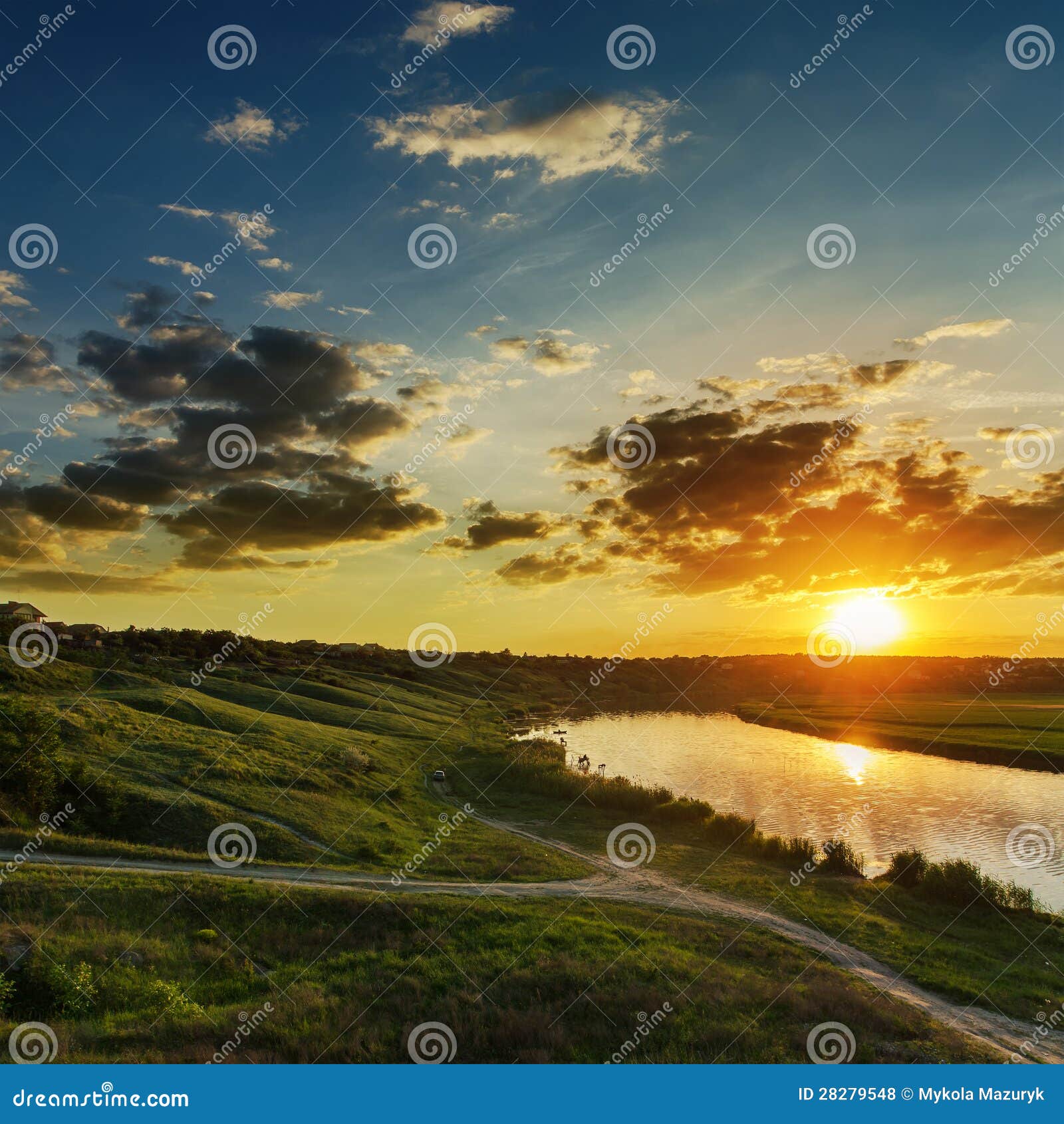 Sunset over river stock photo. Image of evening, country - 28279548