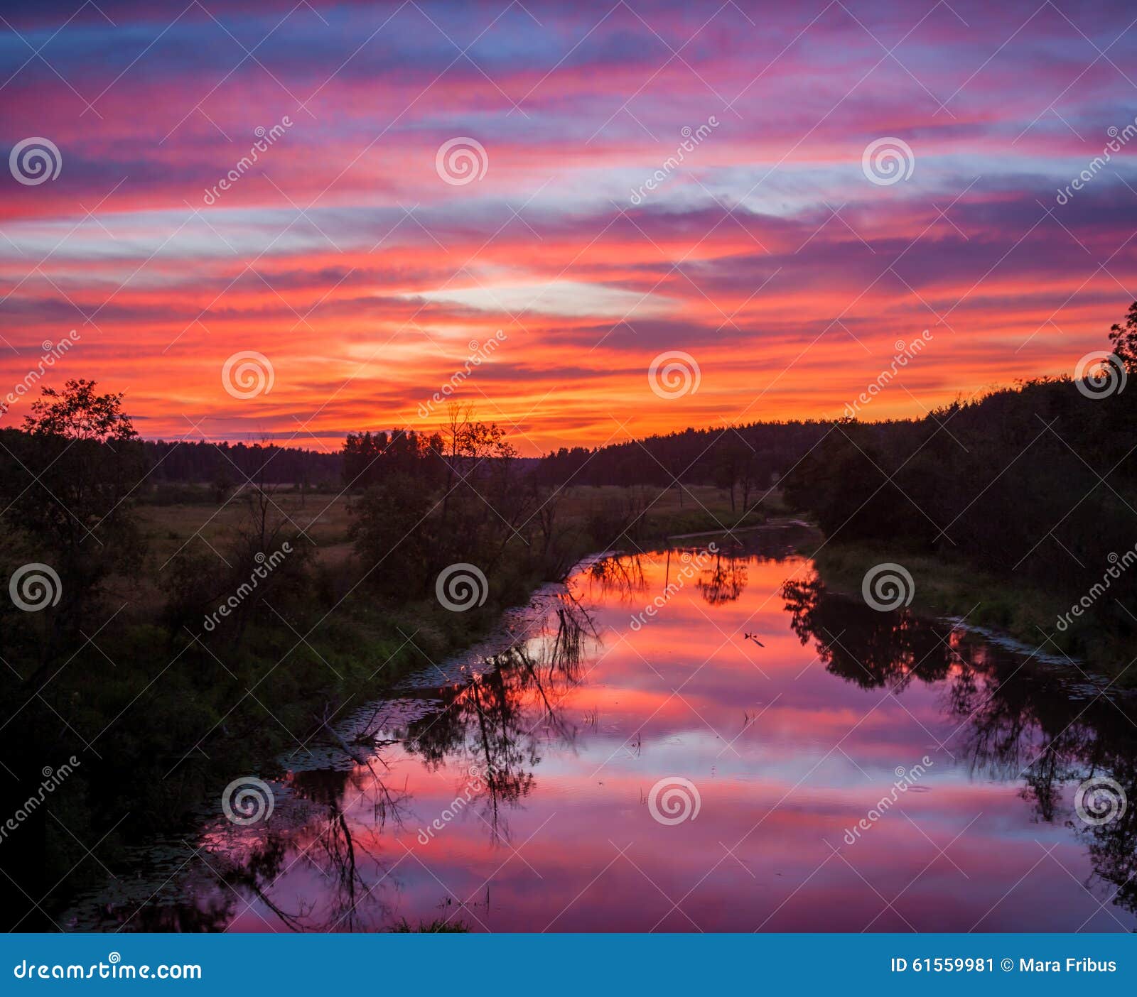 Sunset over the river stock image. Image of tranquility - 61559981