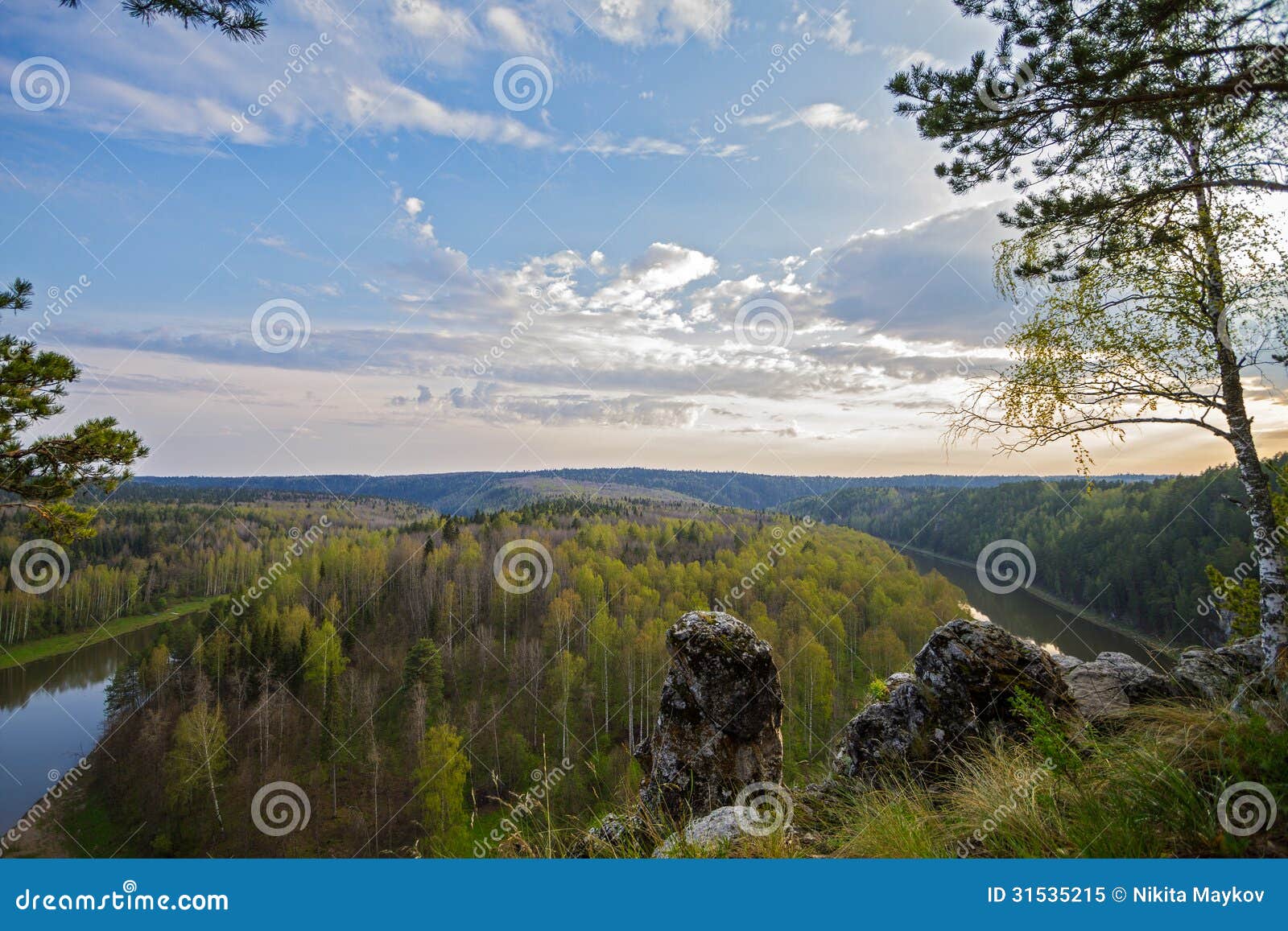 Sunset Over the River Bend. Stock Image - Image of dusk, outdoors: 31535215