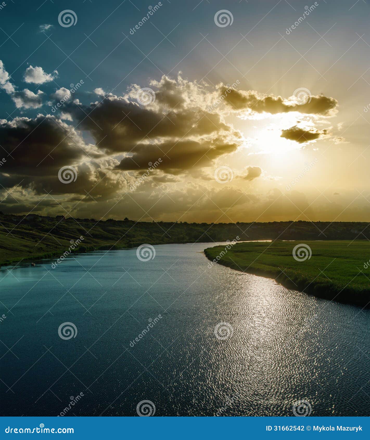 Sunset over river stock photo. Image of dusk, perspective - 31662542