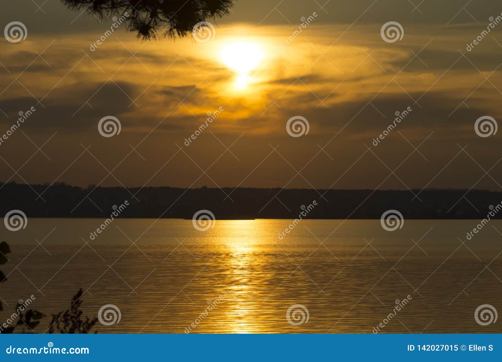 Sunset over the river stock image. Image of evening - 142027015