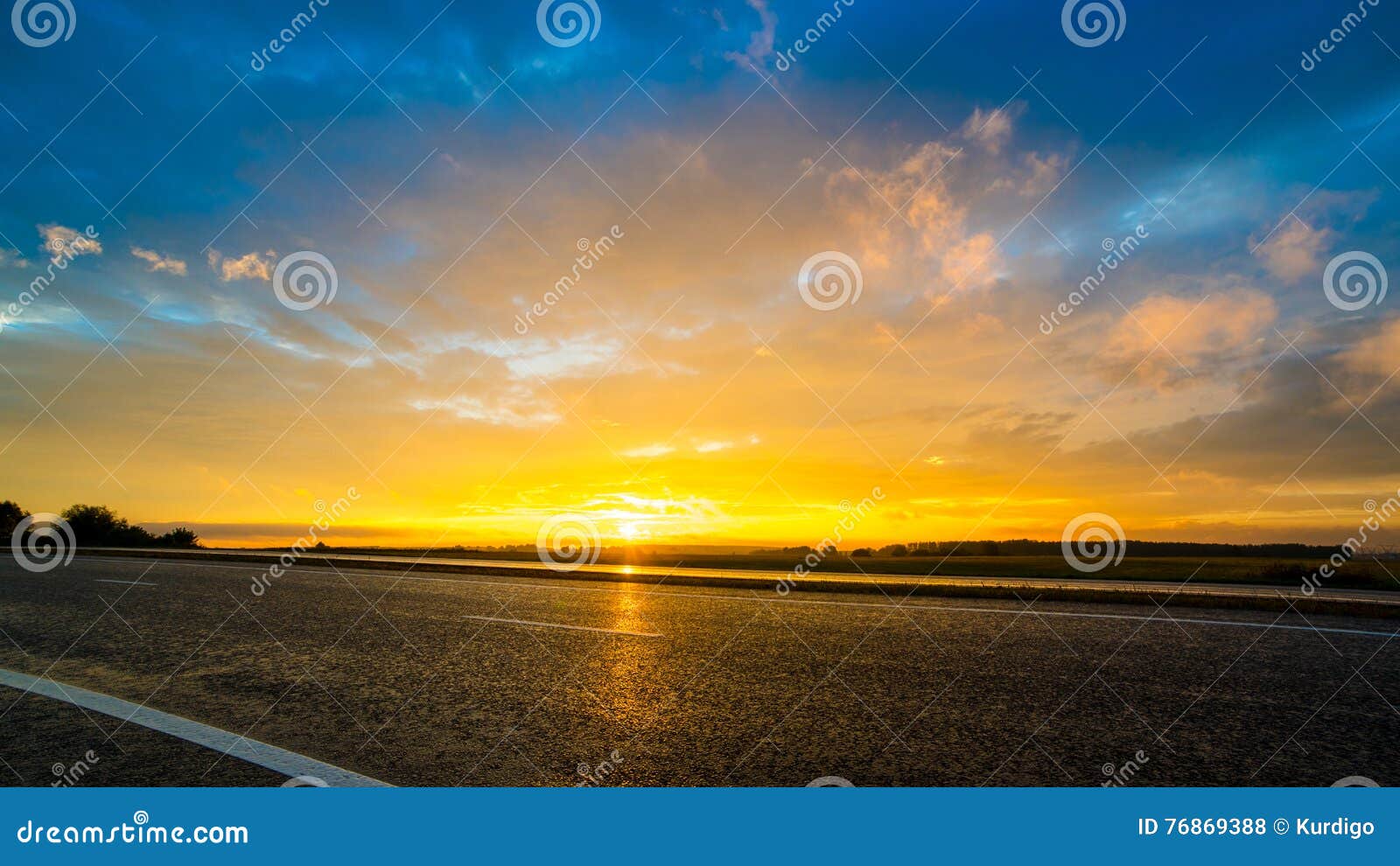 Sunset over road stock photo. Image of view, side, road - 76869388