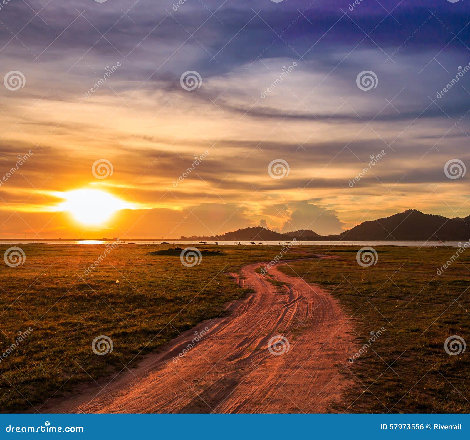 Sunset over road stock photo. Image of light, road, scene - 57973556