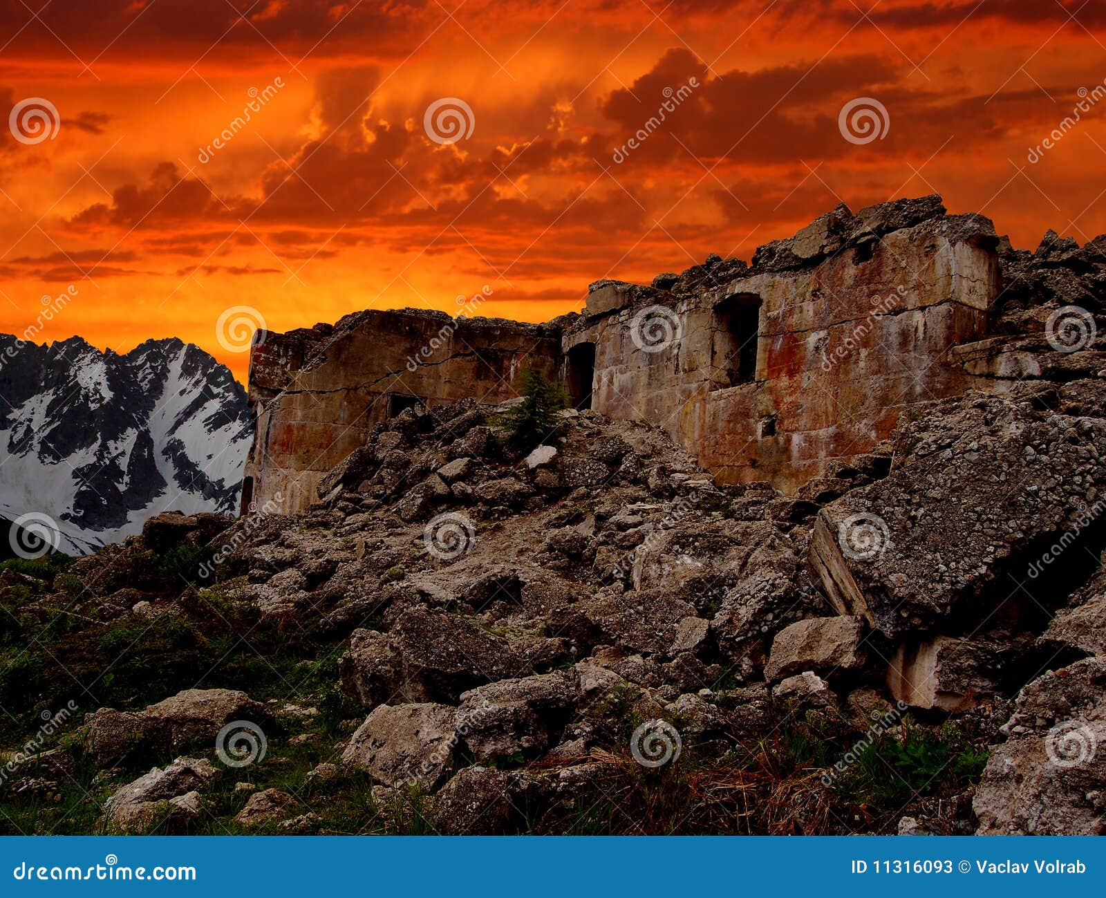 Sunset Over Ruins of the Military Fortress Stock Image - Image of fort ...