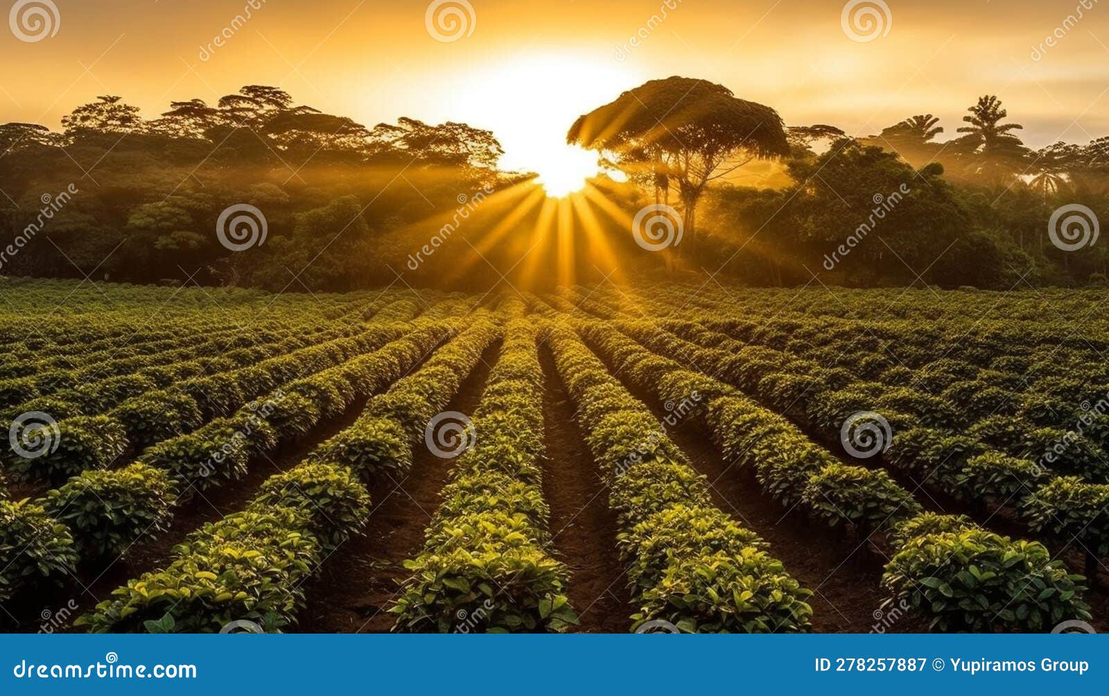 Sunset Over the Rural Farm, Vibrant Growth Generated by AI Stock Image ...