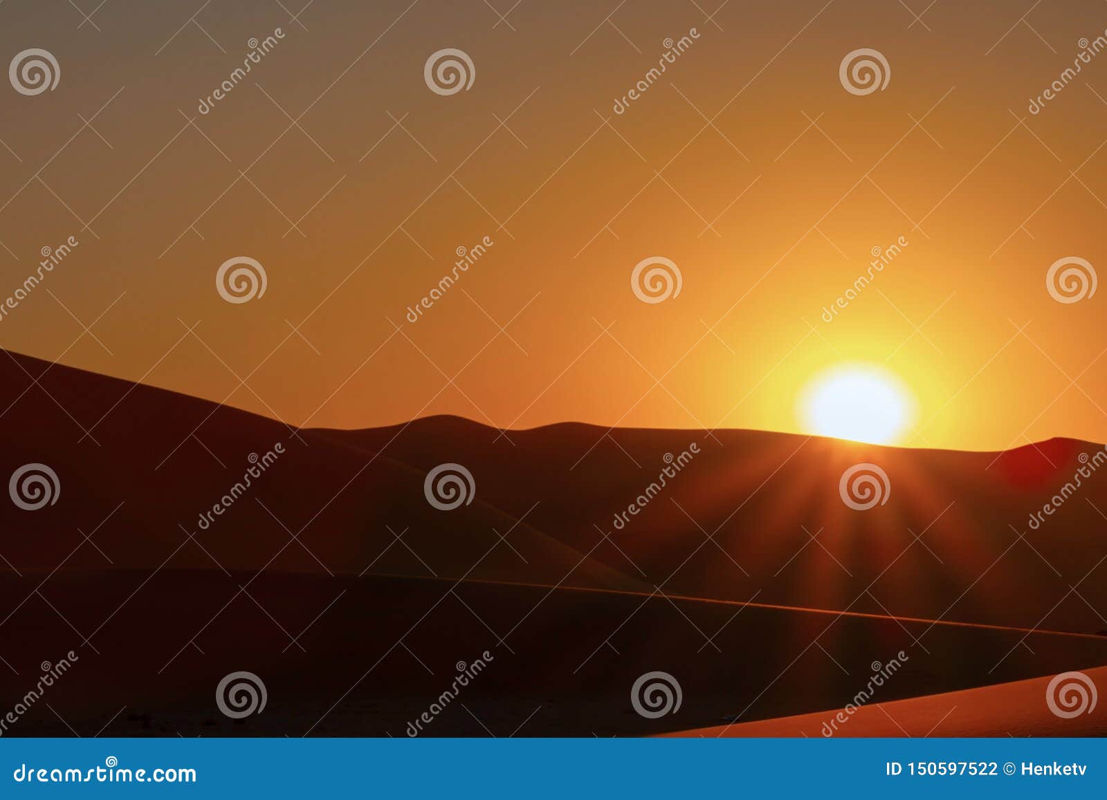 Sunset Over the Sand Dunes in the Desert. Stock Photo - Image of dune ...