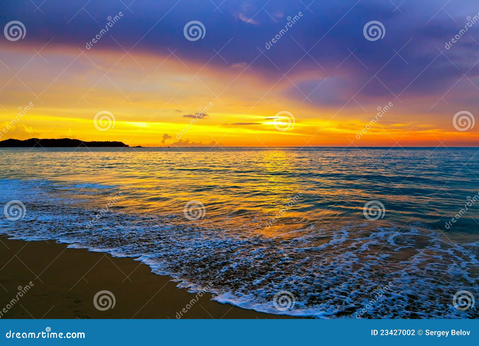 Sunset over the sea stock photo. Image of nature, gold - 23427002