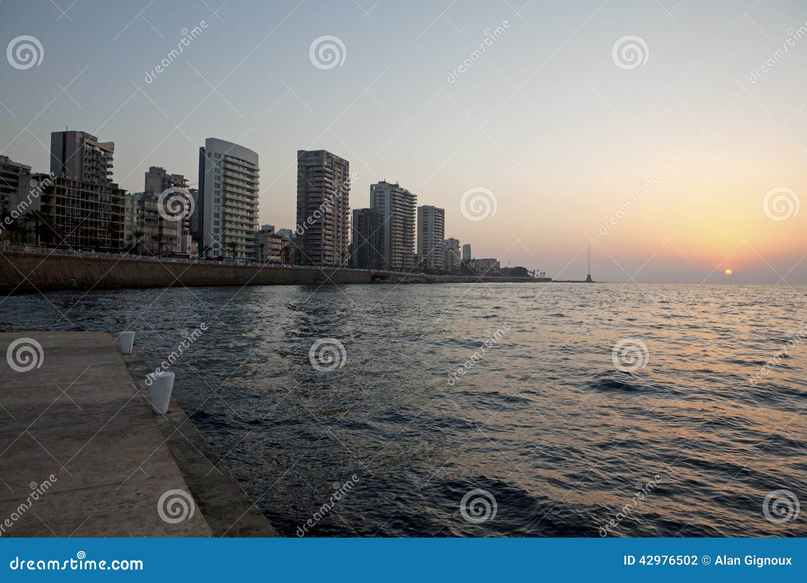 Sunset Over the Sea, Beirut Editorial Photography - Image of beirut ...