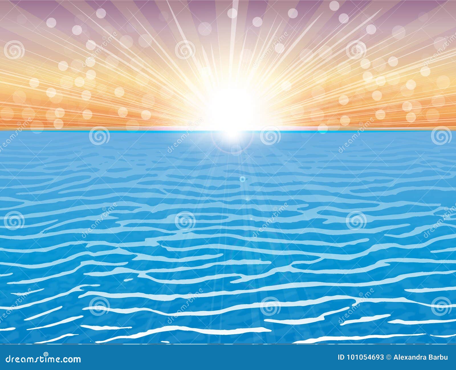 Sunset over sea stock vector. Illustration of ocean - 101054693