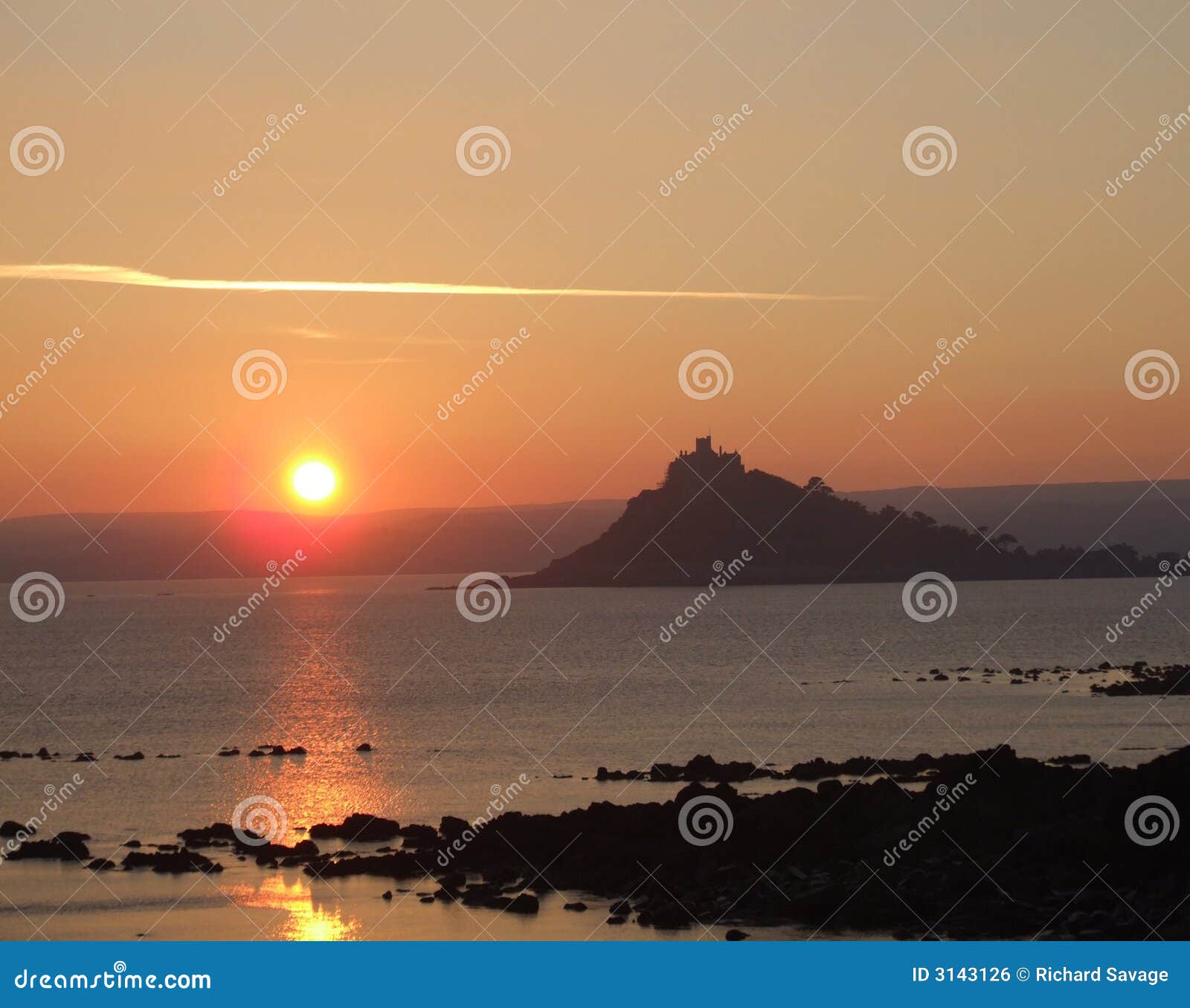 Sunset Over Sea in Cornwall Stock Photo - Image of nature, beach: 3143126