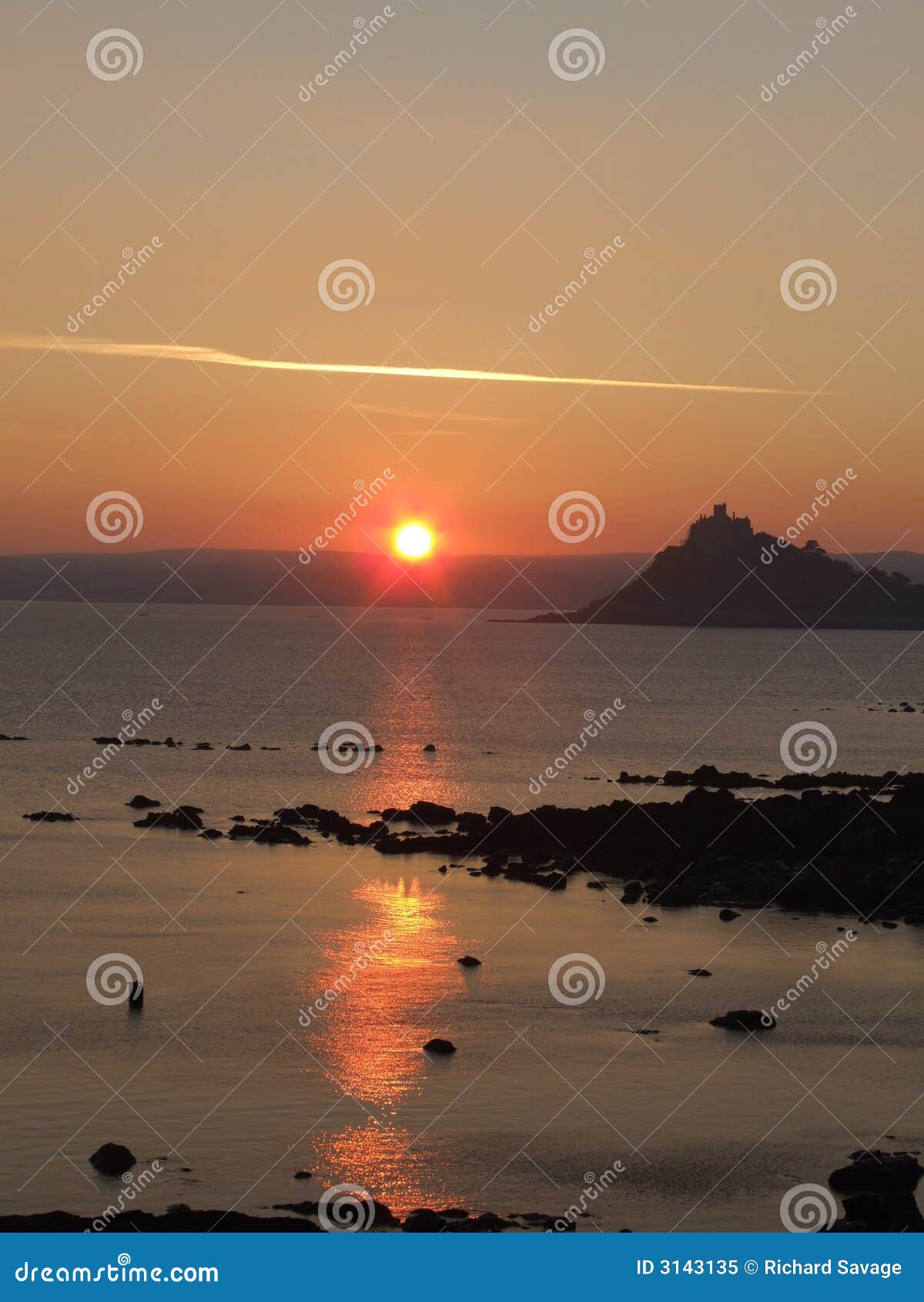 Sunset Over Sea in Cornwall Stock Image - Image of shore, evening: 3143135