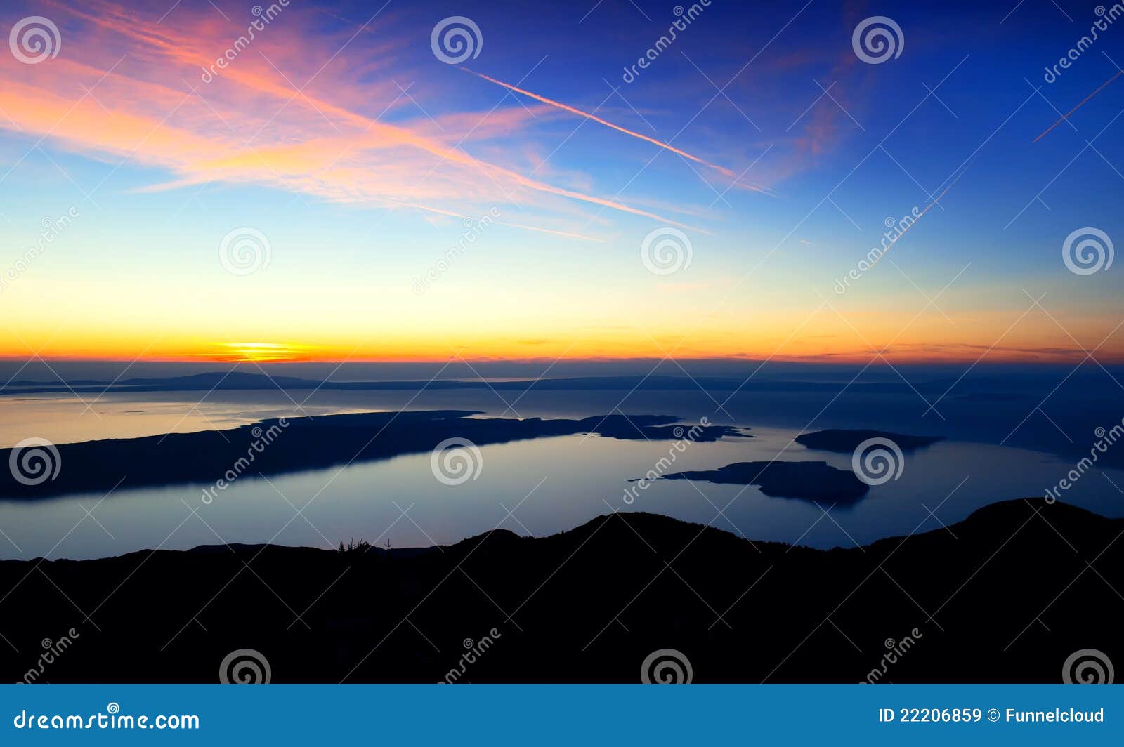Sunset Over the Sea and Islands Stock Image - Image of orange ...