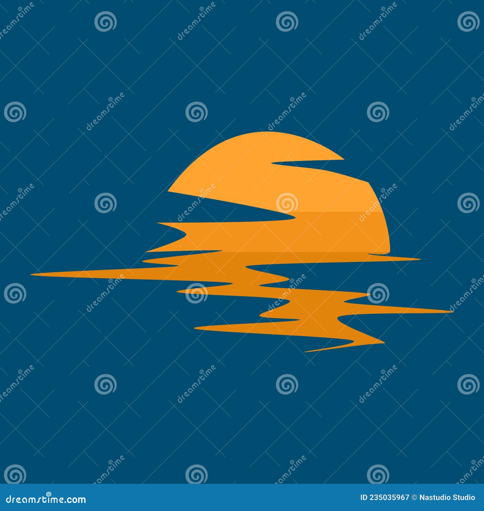 Sunset Over Sea. Sunset Isolated on Background. Vector Illustration ...