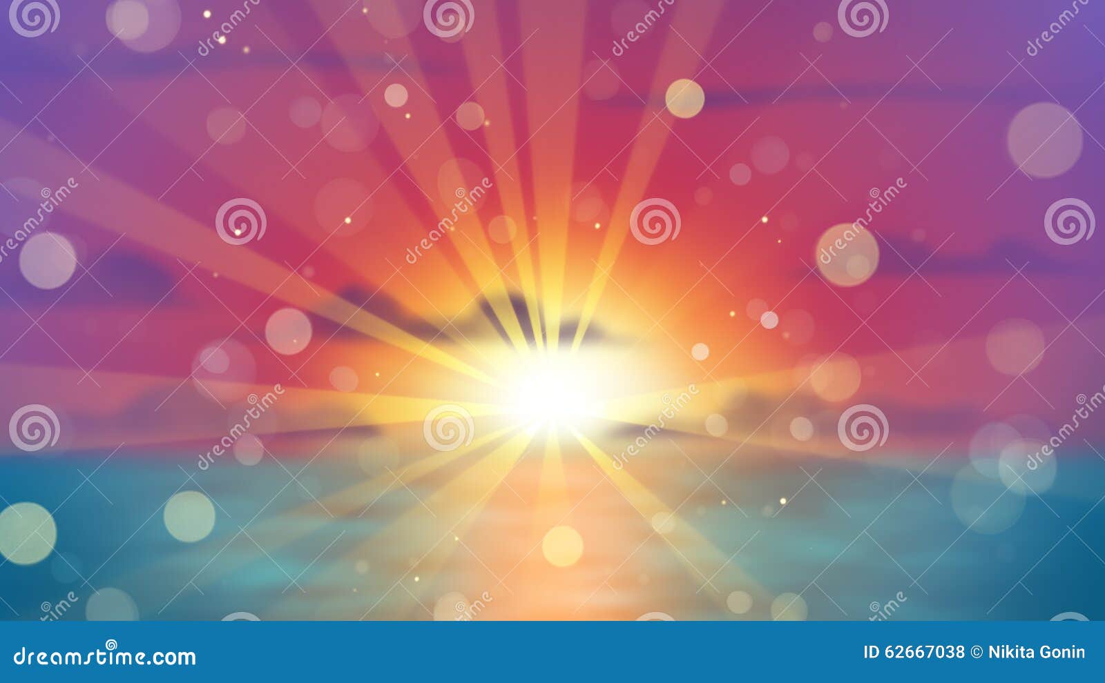 Sunset Over Sea Out of Focus Stock Illustration - Illustration of fresh ...