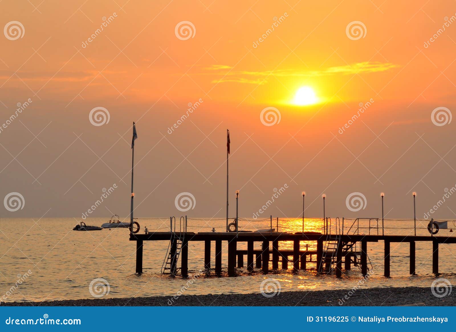 Sunset Over the Sea and Pier Stock Image - Image of nature, tropical ...