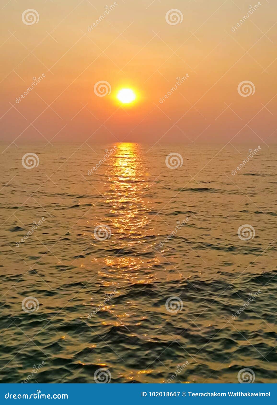 Sunset Over the Sea. Sundown View Over Beach with Sun. Stock Image ...