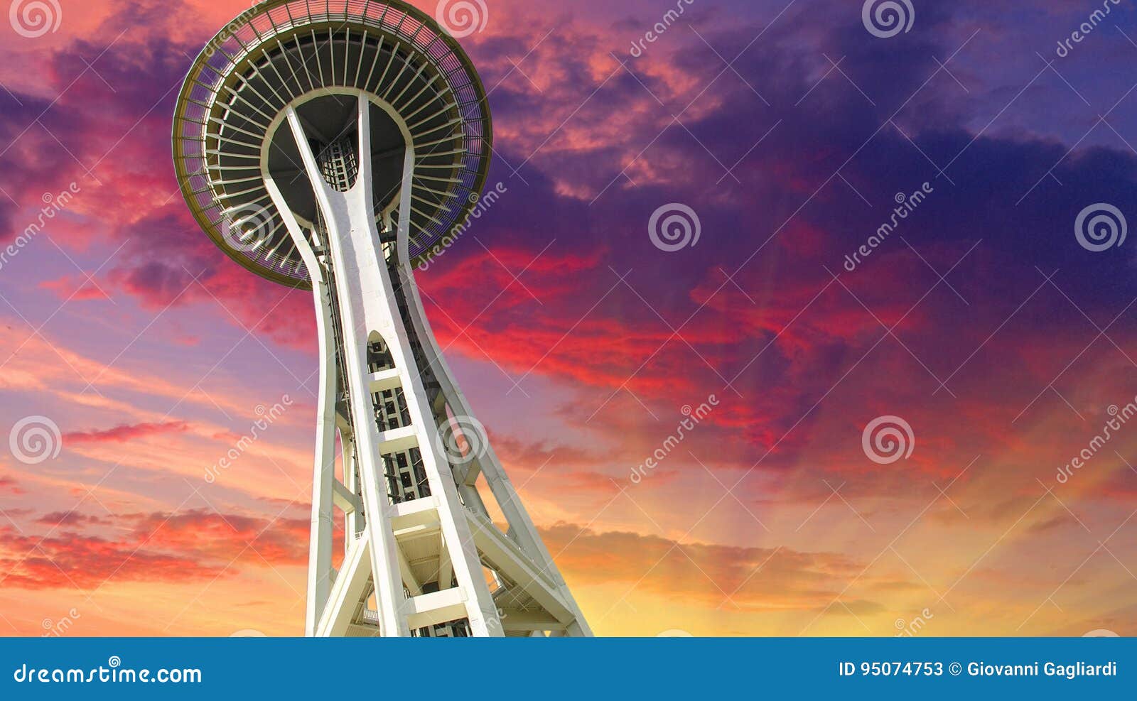 Sunset over Seattle editorial stock photo. Image of point - 95074753
