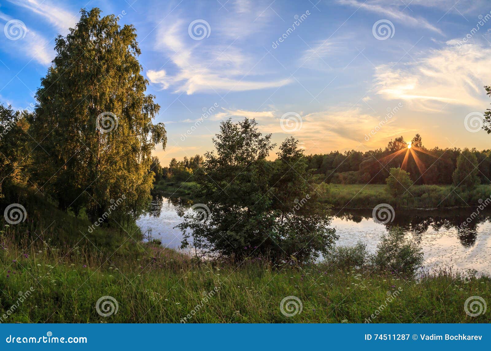 Sunset Over Small Russian River Stock Photos - Free & Royalty-Free ...