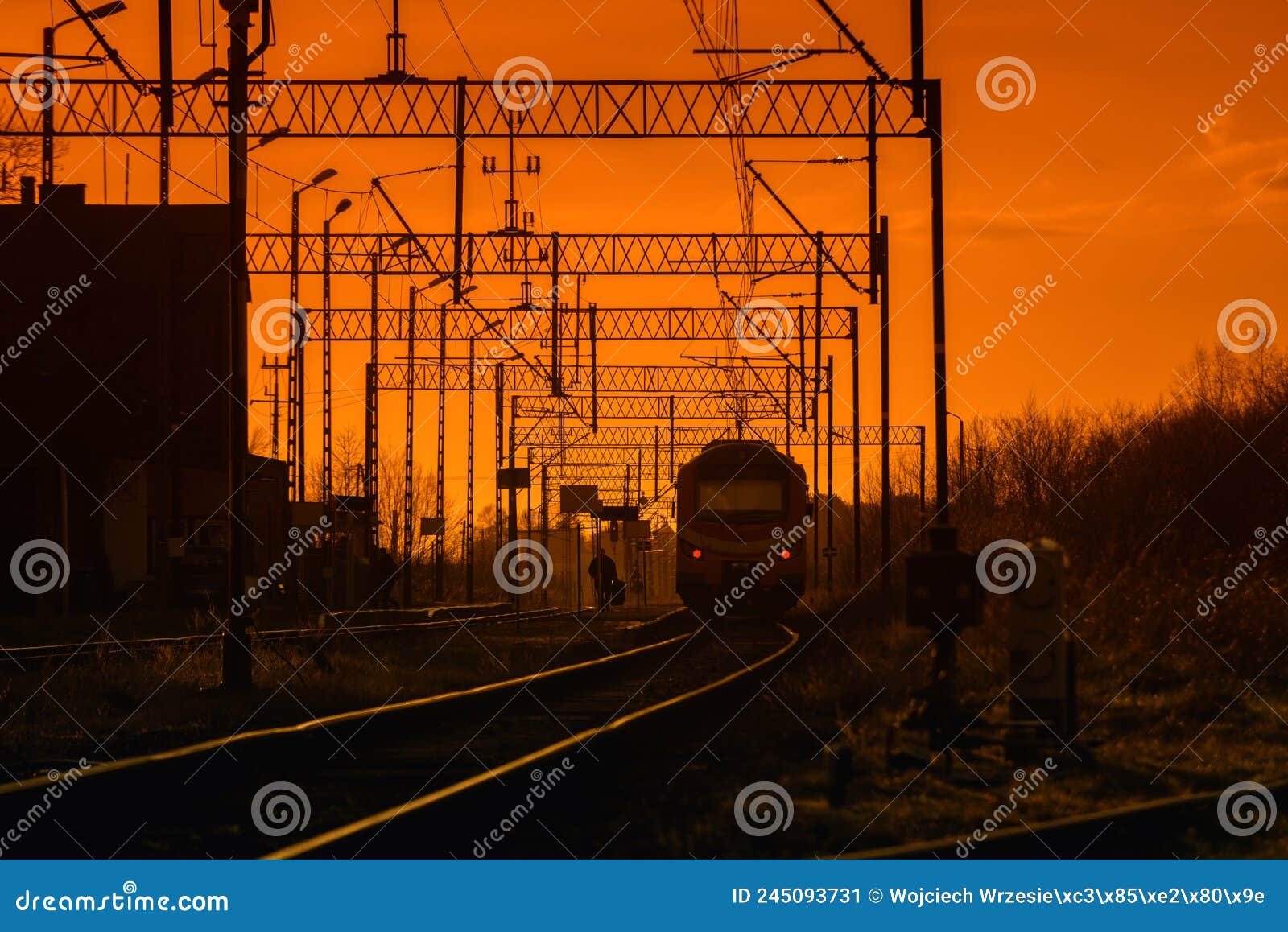 RAILWAY and SUNSET stock image. Image of industry, light - 245093731