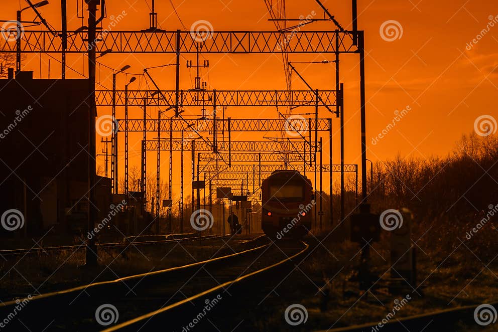 RAILWAY and SUNSET stock image. Image of industry, light - 245093731
