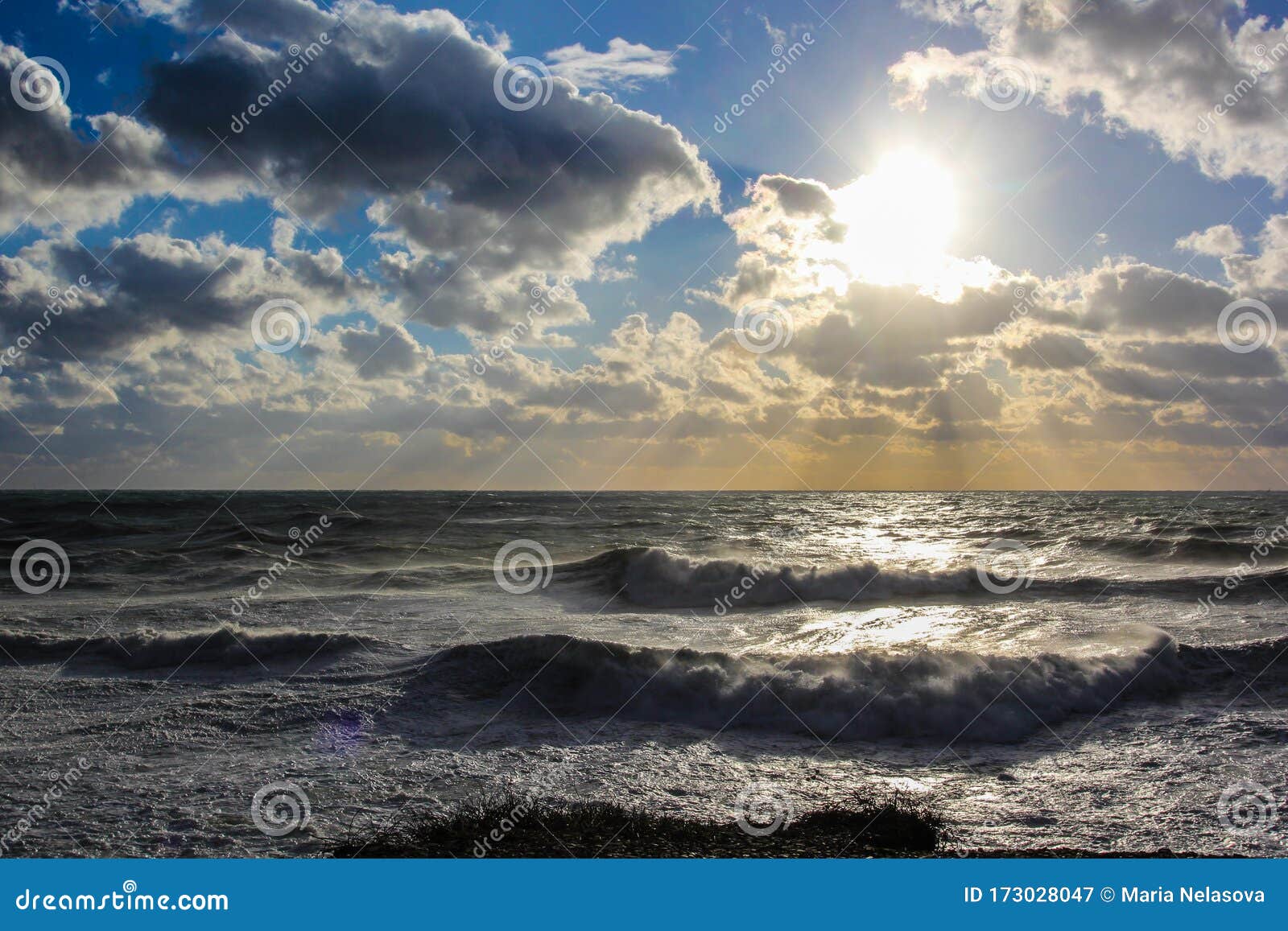 Sunset Over the Stormy Ocean Stock Image - Image of sunset, ocean ...