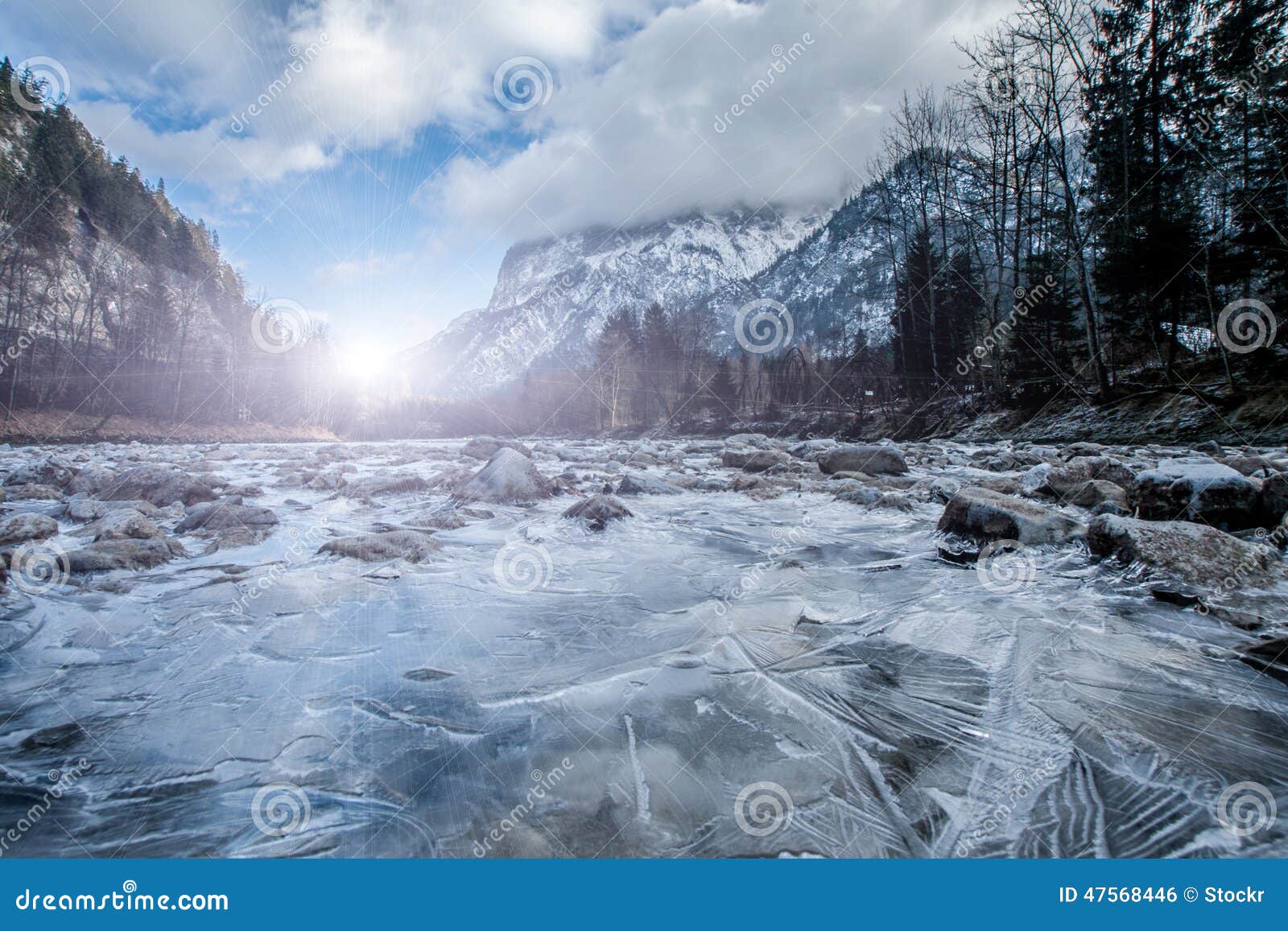 Sunset over the stream stock photo. Image of environment - 47568446