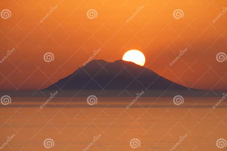Sunset over the Stromboli stock photo. Image of holiday - 95313998