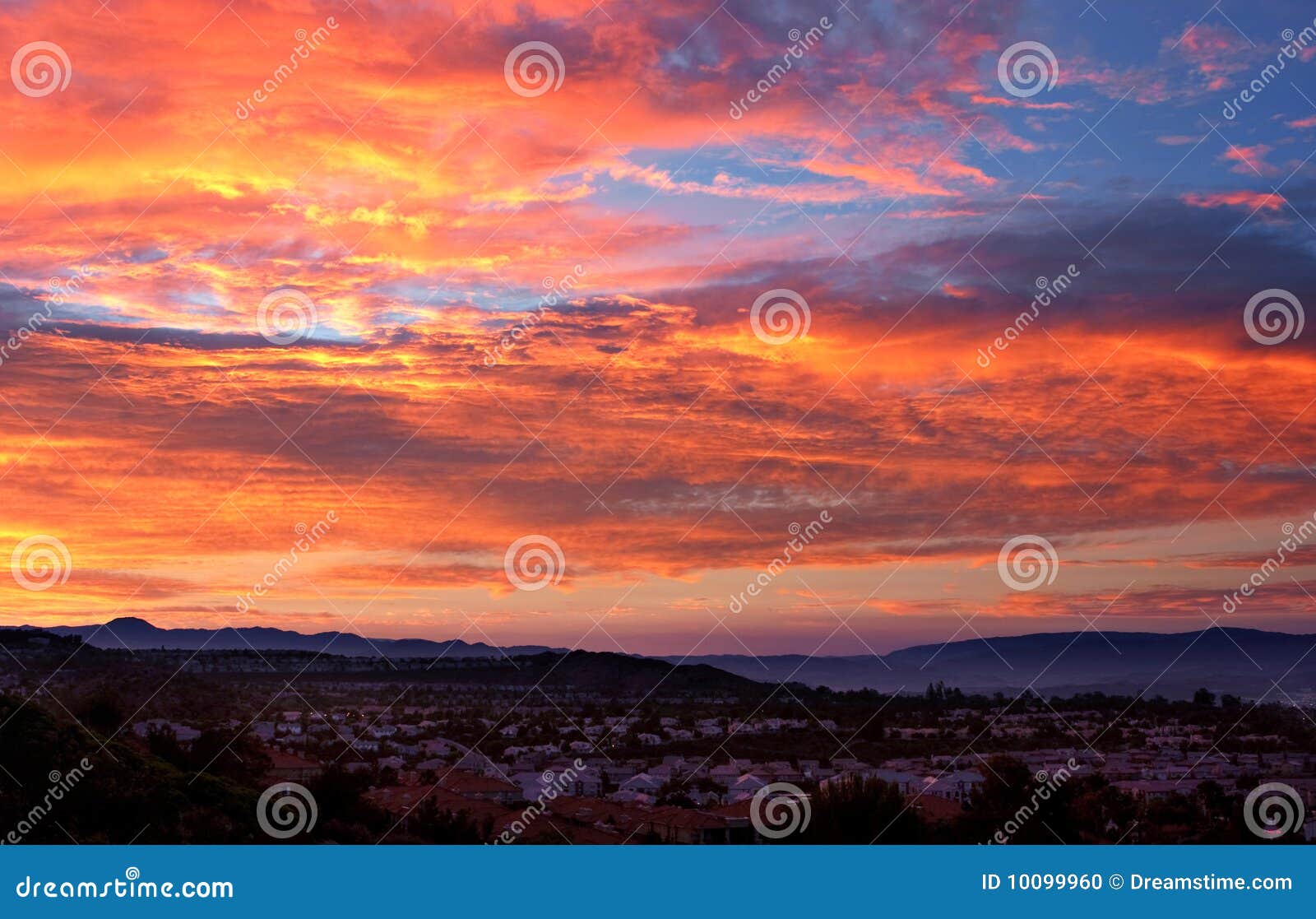 Sunset over suburbia stock photo. Image of brilliant - 10099960