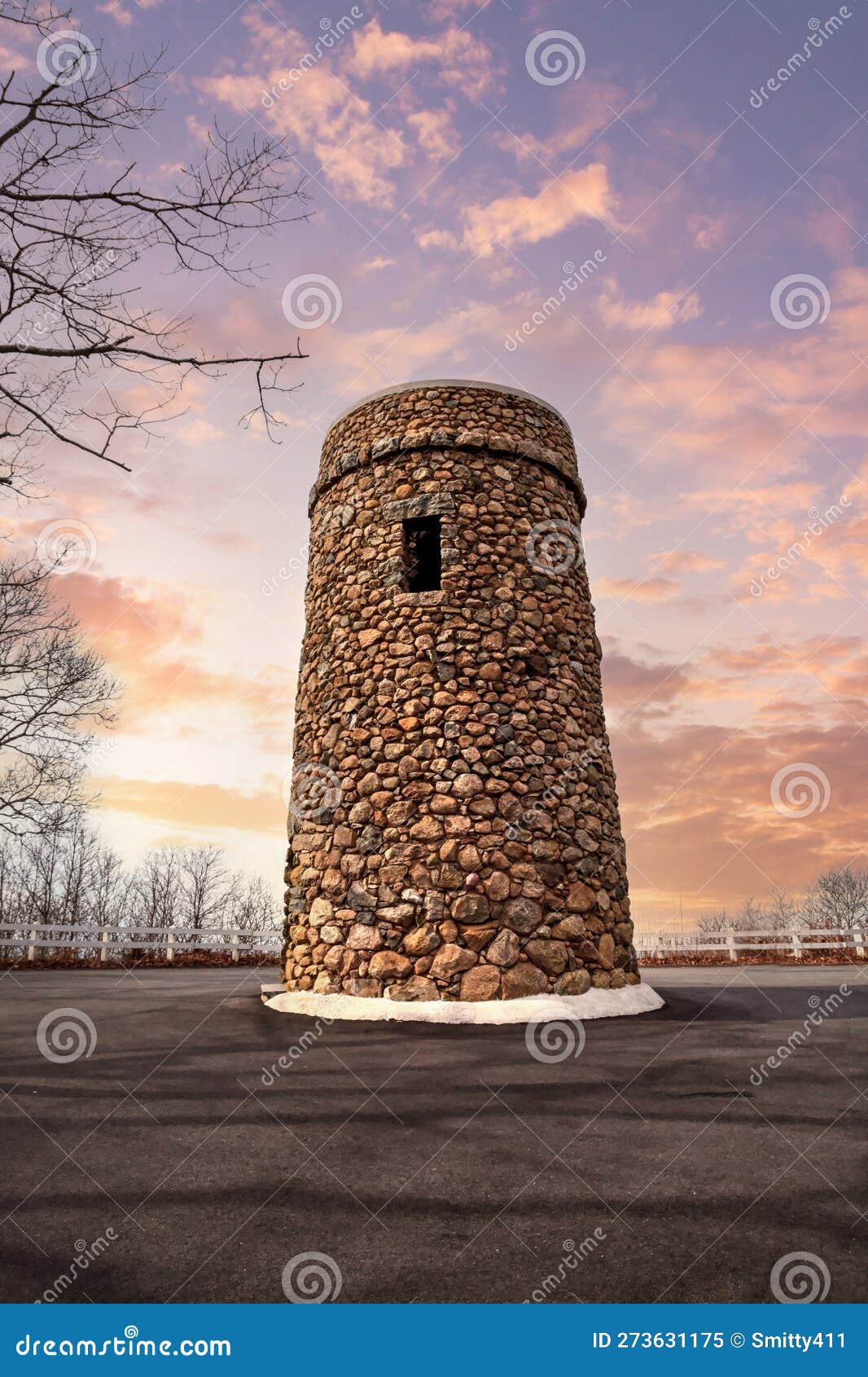 Sunset Over Tall Cobblestone Structure of Scargo Tower in Dennis, Cape ...