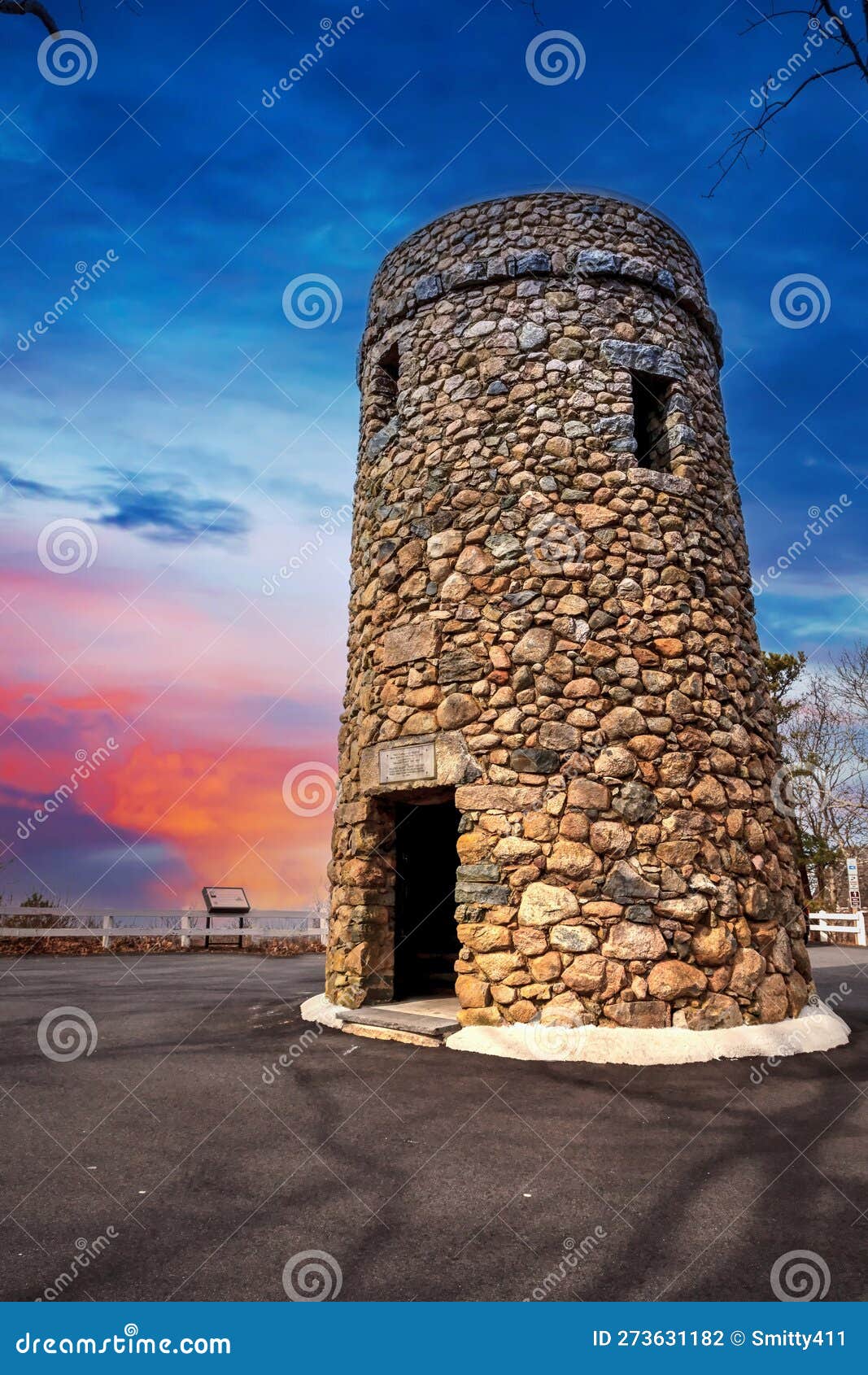 Sunset Over Tall Cobblestone Structure of Scargo Tower in Dennis, Cape ...
