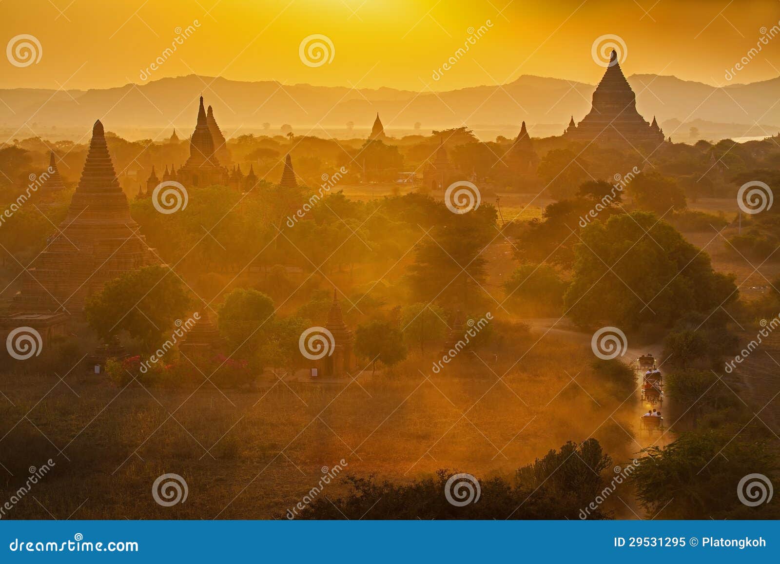 Sunset Over Temples of Bagan Stock Image - Image of landmark, bagan ...