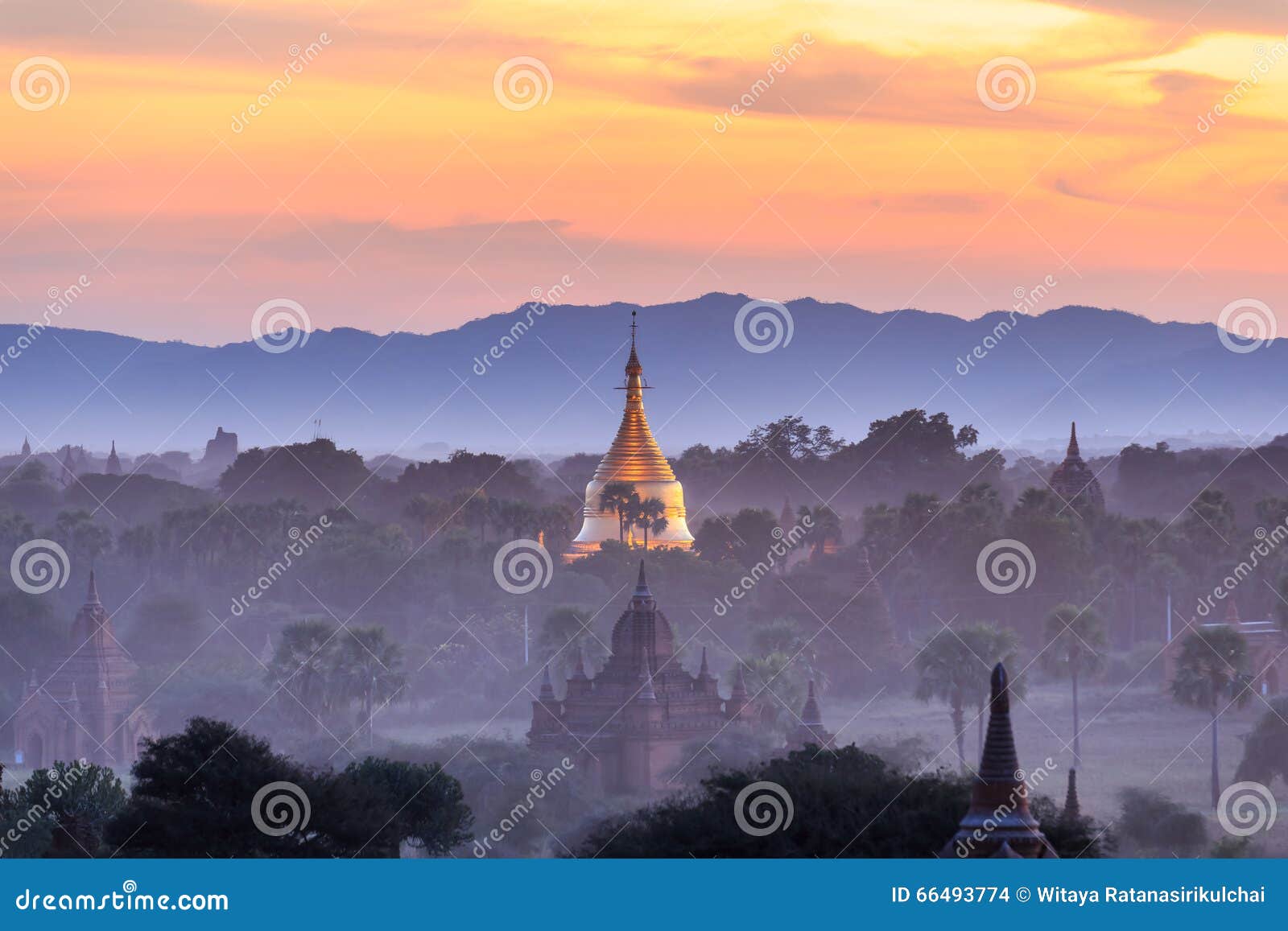 Sunset Over the Temples of Bagan, Myanmar Stock Photo - Image of ...