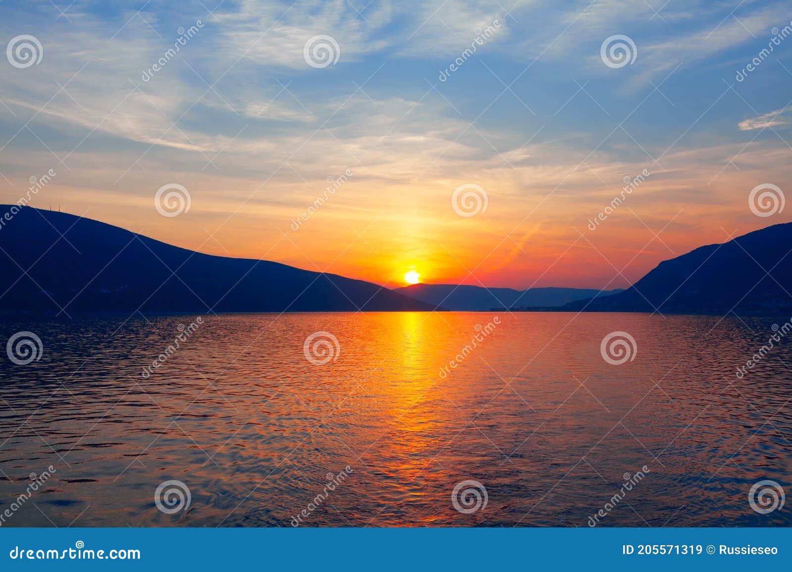 Sunset over the tide stock image. Image of bahamas, kotor - 205571319