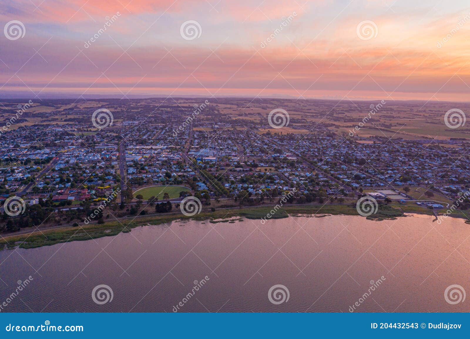 Sunset Over Town Colac in Australia Stock Image - Image of house, city ...