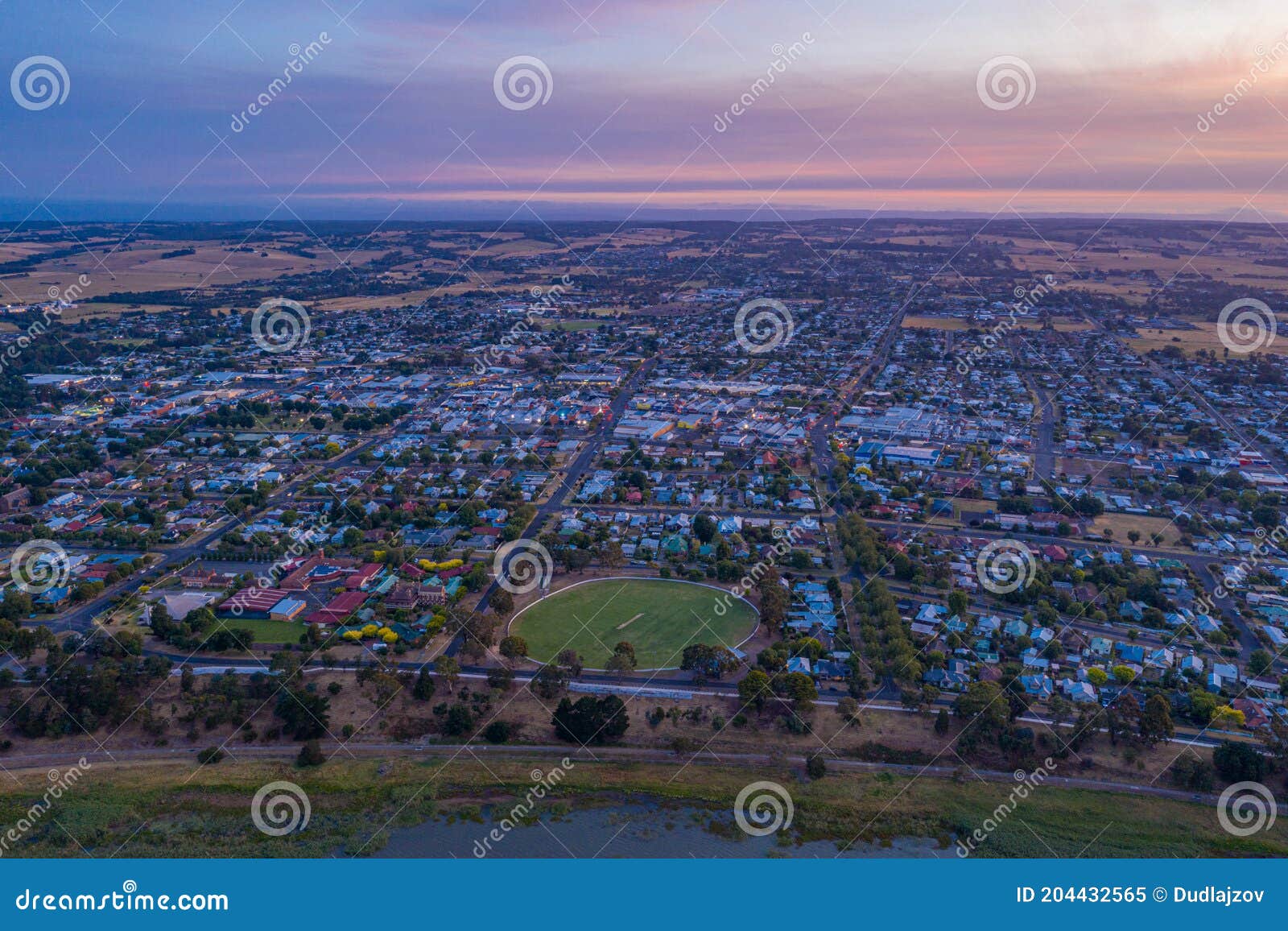 Sunset Over Town Colac in Australia Stock Image - Image of lake, land ...
