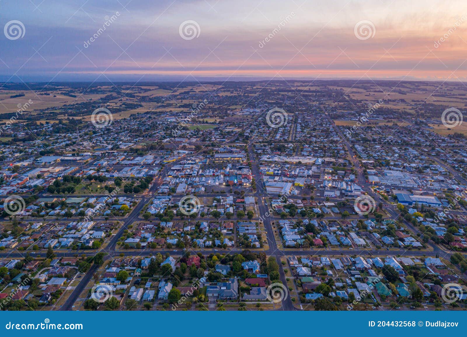 Sunset Over Town Colac in Australia Stock Photo - Image of building ...