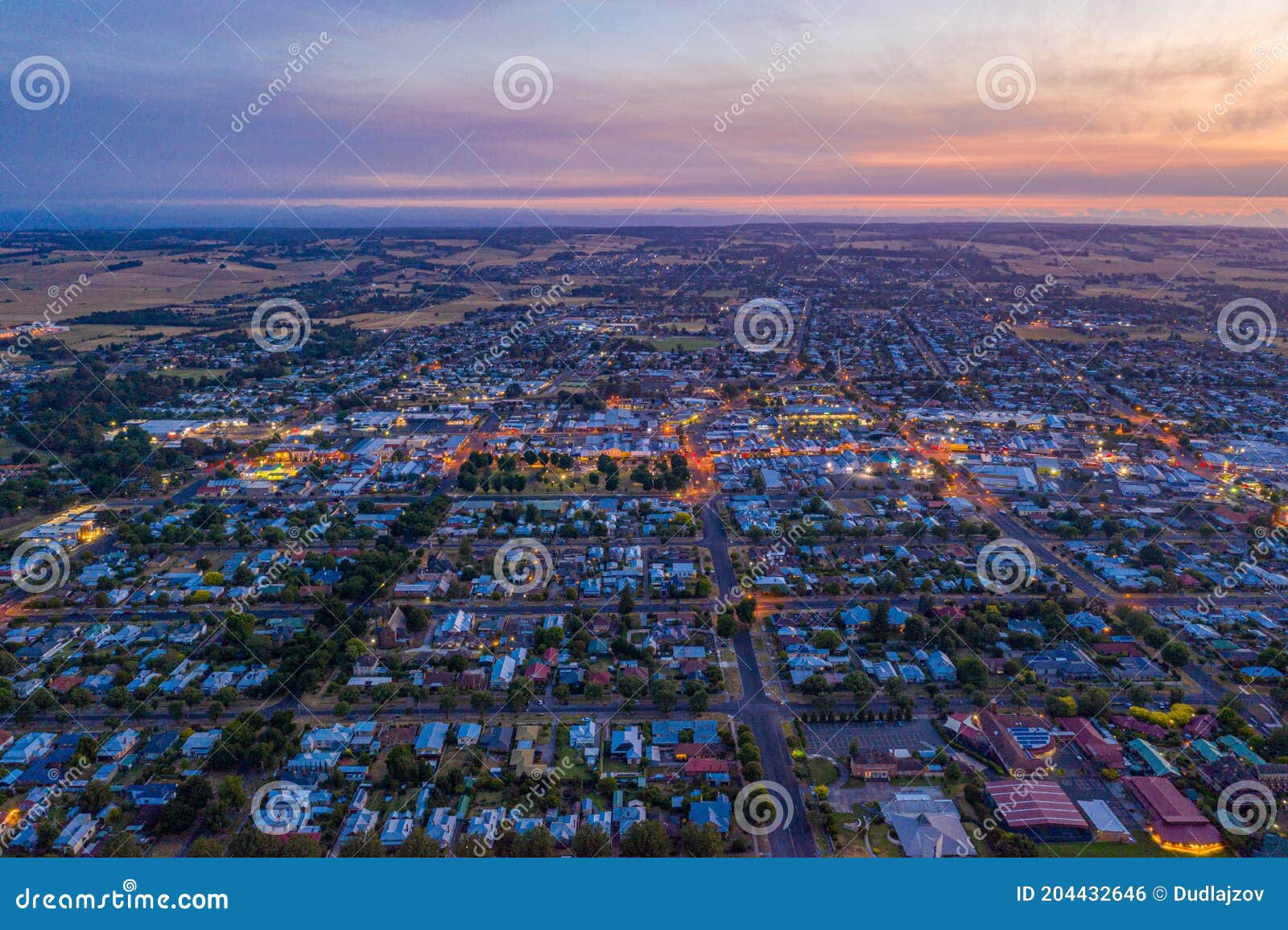 Sunset Over Town Colac in Australia Stock Photo - Image of hill, land ...