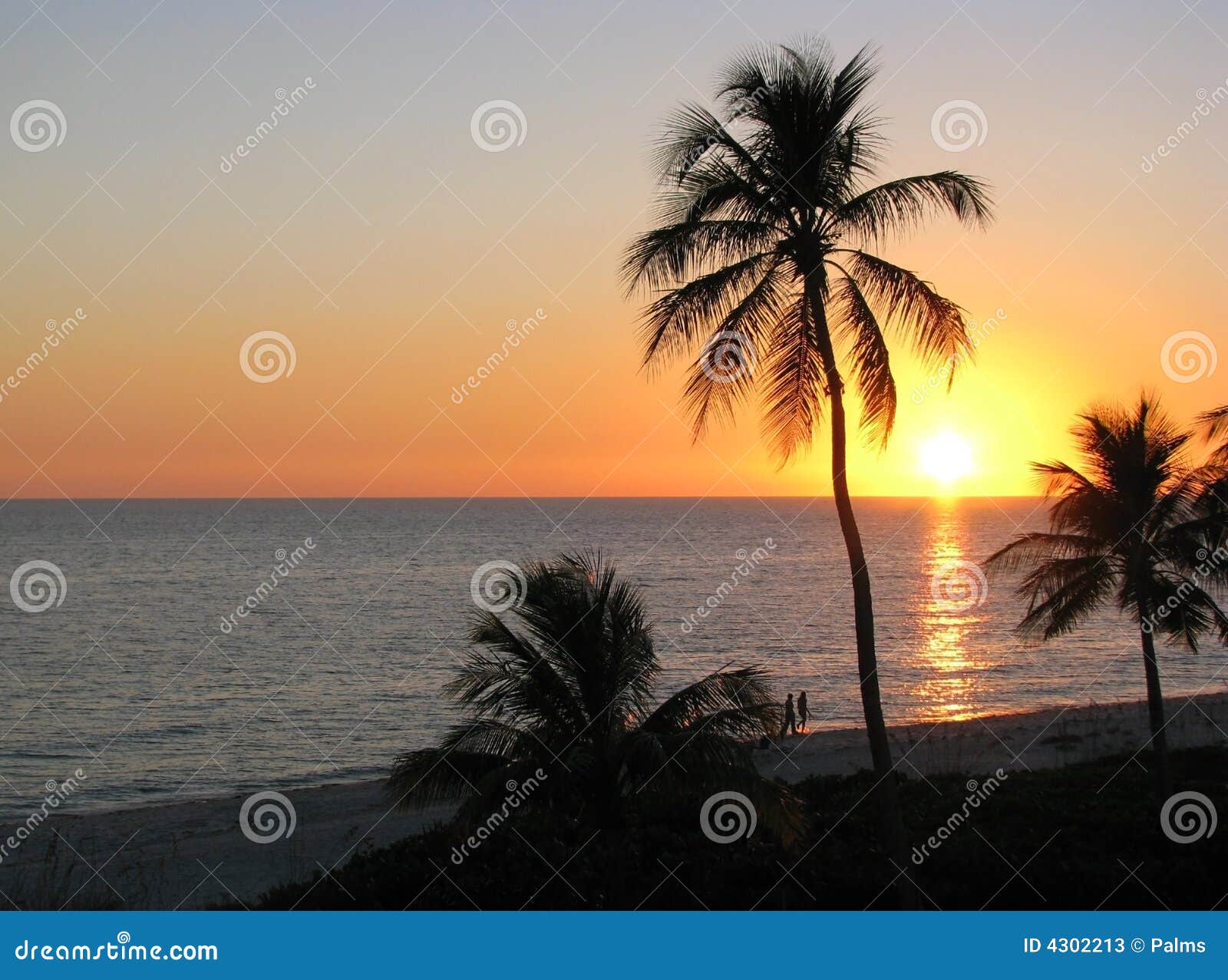 Sunset over tropical beach stock image. Image of orange - 4302213