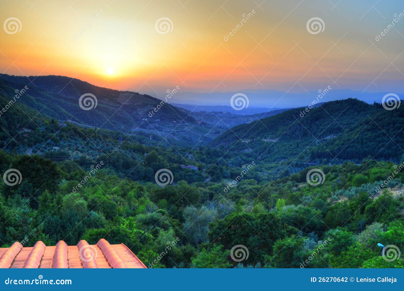 Sunset Over Tuscan Countryside - Italy Stock Photo - Image of horizon ...