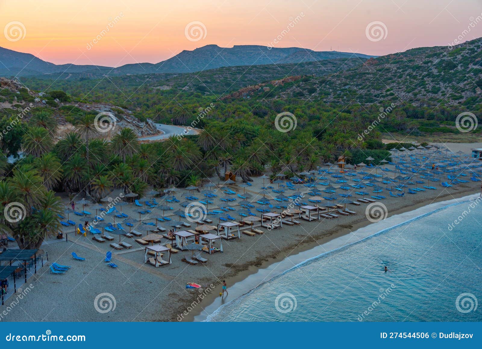 Sunset Over Vai Beach at Crete, Greece Stock Photo - Image of tropical ...