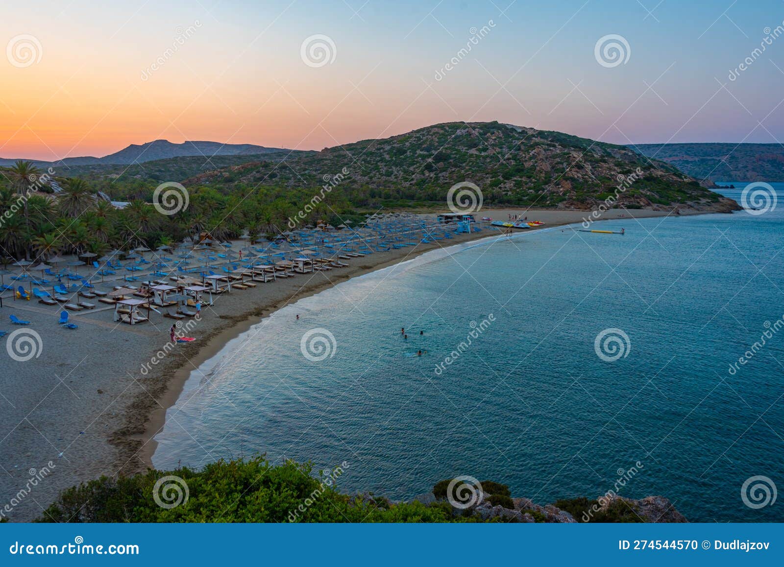 Sunset Over Vai Beach at Crete, Greece Stock Photo - Image of paradise ...