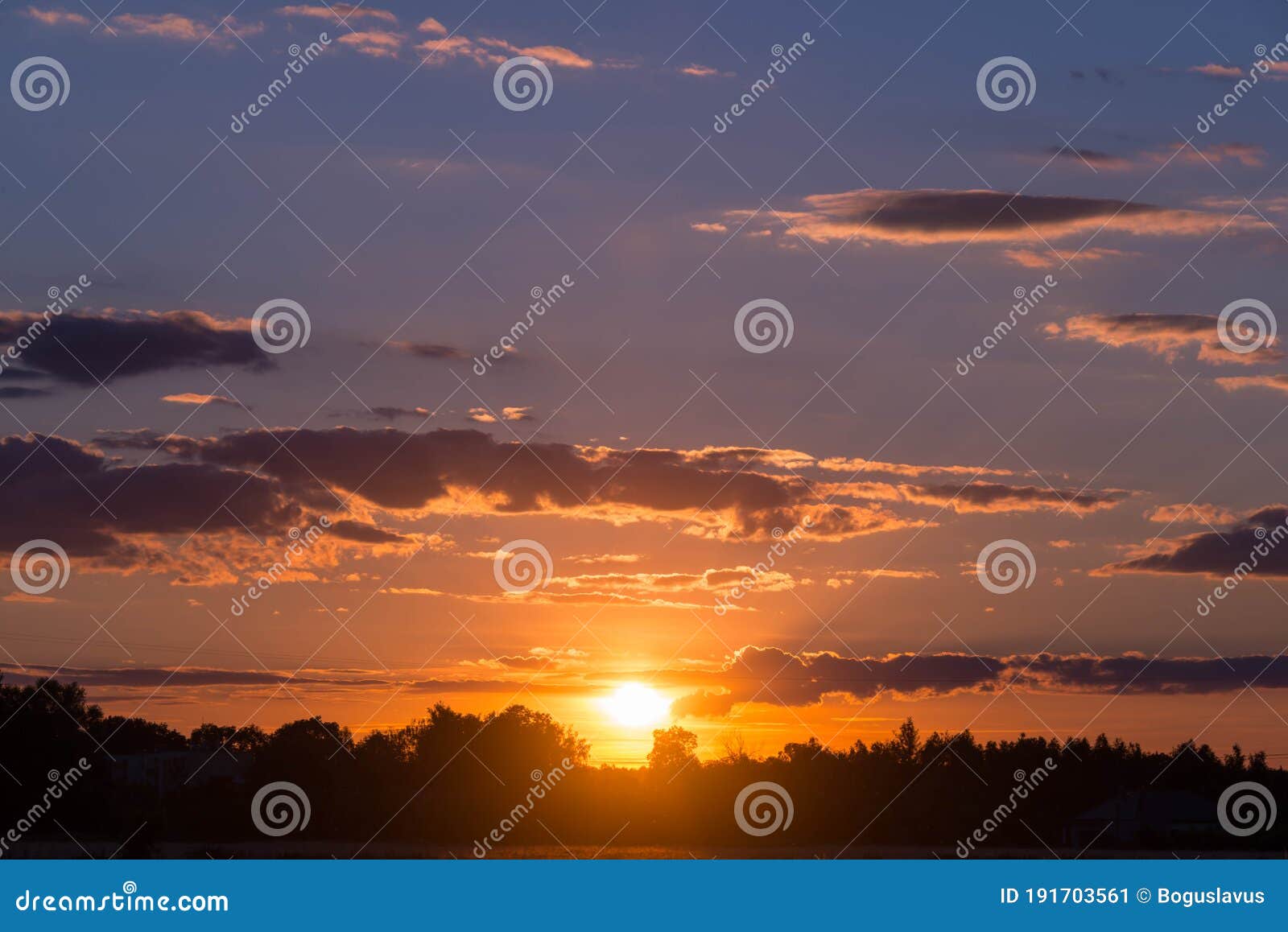 Sunset over a vast plain. stock image. Image of horizon - 191703561