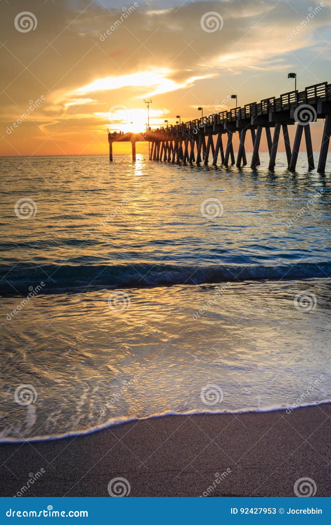 Sunset Over Venice Pier in Florida at Sunset Stock Image - Image of ...