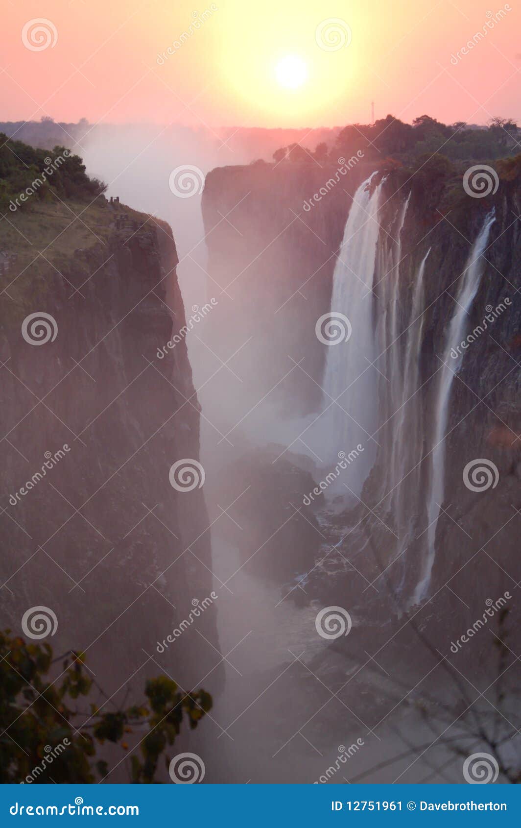 Sunset over victoria falls stock image. Image of zambesi - 12751961