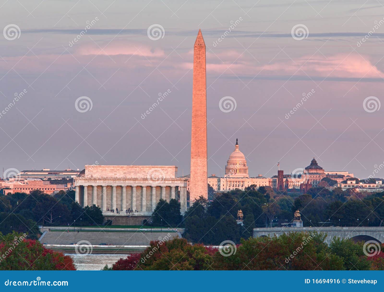 Sunset over Washington DC stock photo. Image of states - 16694916