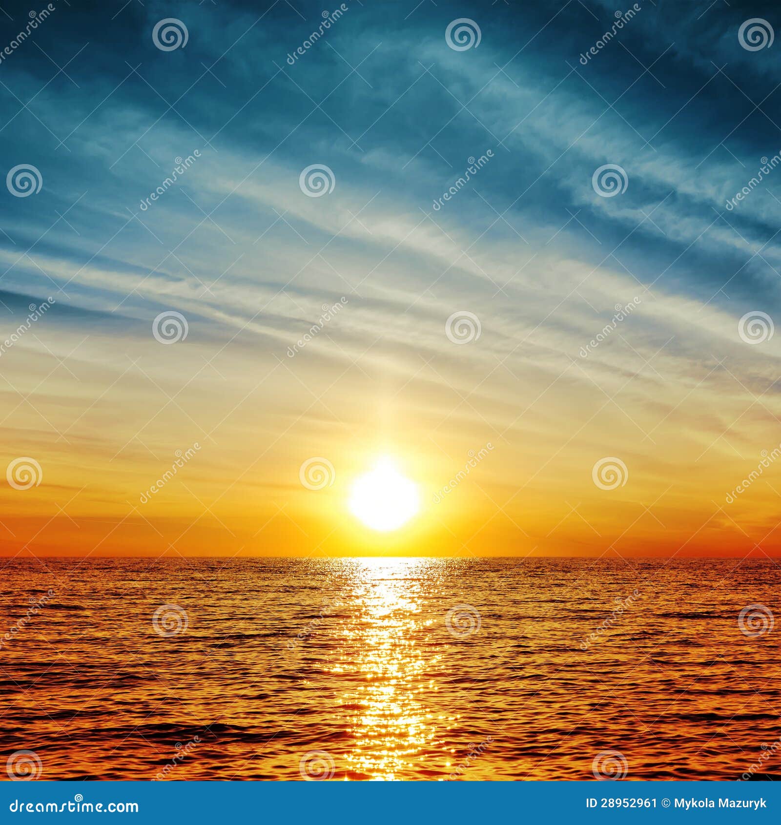 Sunset over water stock image. Image of reflection, cloud - 28952961